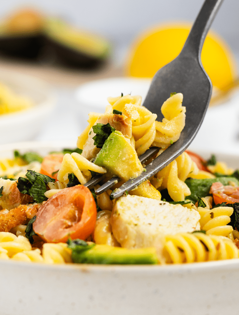 Chicken Avocado Pasta Salad (Creamy, Delicious and Ready in 15 mins!)
